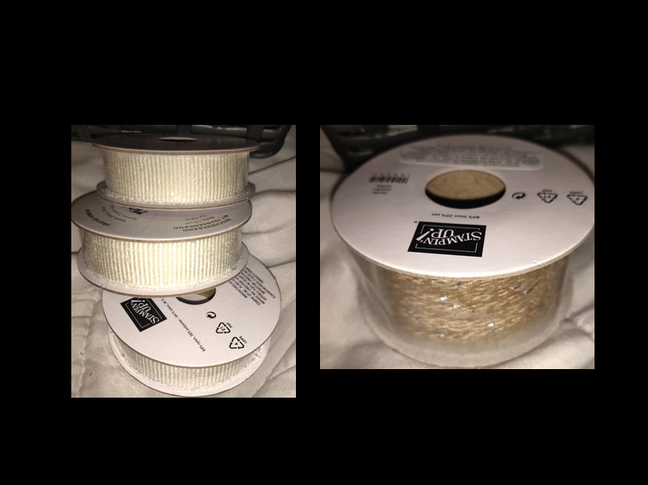 Stampin' Up Ribbon Lot * White Frayed 15 Yards & Silver Threaded Twine ...
