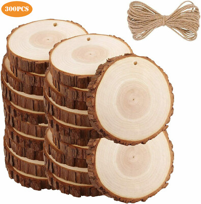 300Pcs Wooden Slices 5-6 cm Wood Log Discs Circles Round Rustic Wedding ...