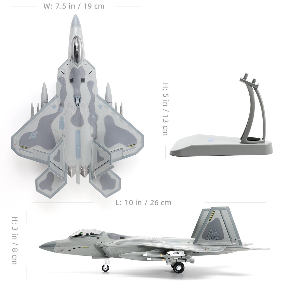 F22 Raptor 1/72 Diecast Metal Aircraft Model Kit USAF Fighter (AK 90FS ...