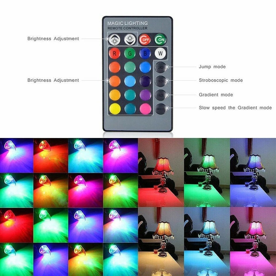 3W E14 RGB LED Candle Light Bulbs Remote Control Color Changing Screw ...