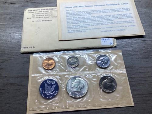 1965 Special Mint Set (SMS)-5 Coins & Silver Kennedy San Francisco Mt ...