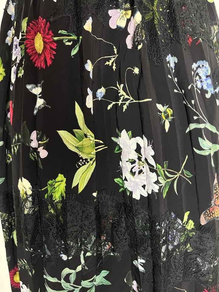 NWT JOIE Onelia Floral Dress Pearl Straps/Asymmetric Scarf/Kerchief Hem ...