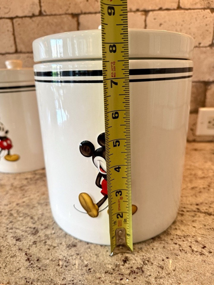 Disney Mickey Mouse Ceramic Kitchen Canister Set of 3 White Black Red ...