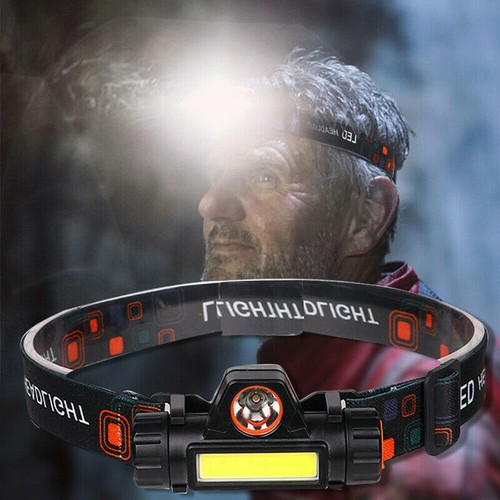 Waterproof LED Headlamp Super Bright Head Torch USB Rechargeable COB ...