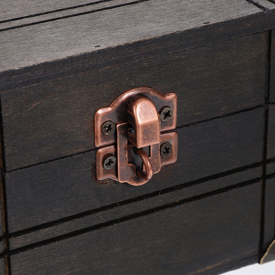 Treasure Chest Lockable Wooden Keepsake Vintage Jewelry Box Child Photo ...