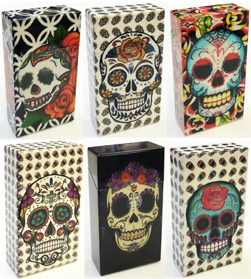 Eclipse Bright Candy Skull Hard Plastic Crushproof Cigarette Case, 100s ...
