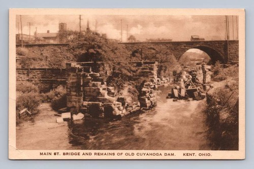 "Remains of Old Cuyahoga Dam" KENT Ohio Antique Albertype Postcard ...