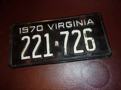 1970 Virginia License Plate 221-726 | eBay