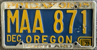 FRIDAY OLDS License Plate Frame embossed metal Portland Oregon ...
