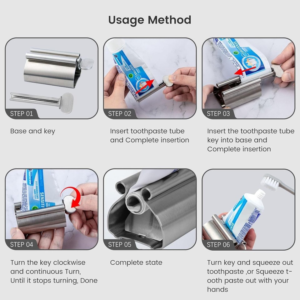 1 or 2 Pc Toothpaste Roller Squeezer Tool Metal Tooth Paste Holder for ...