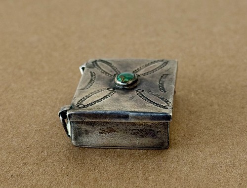 TURQUOISE AND HAND-STAMPED SILVER NAVAJO PILL BOX | eBay