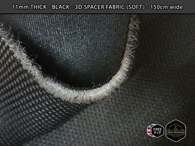11mm* Thick - BLACK - 3D Spacer Mesh Fabric - Padding & Cushioning ...