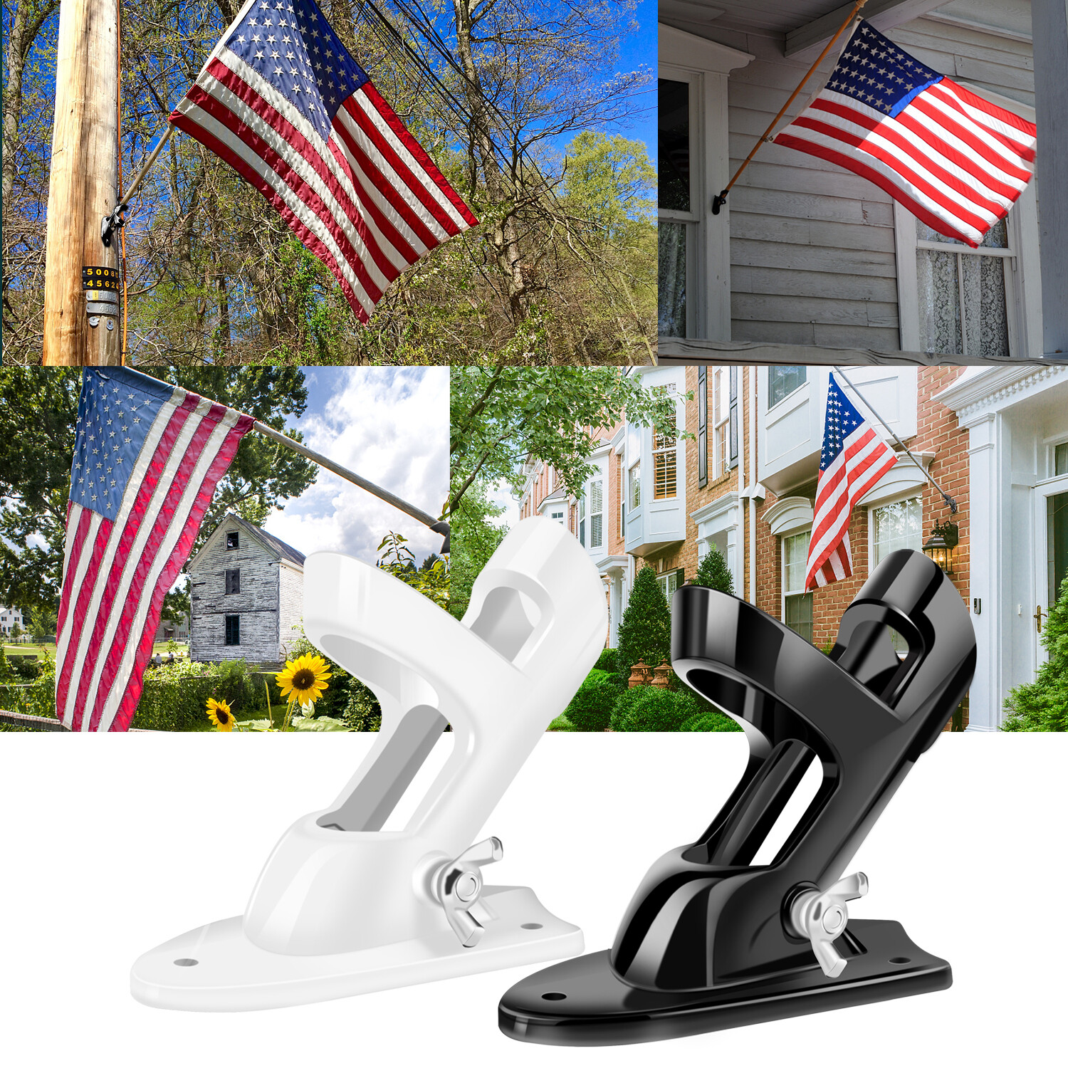 Adjustable Flag Pole Bracket 2-Position Flag Pole Holder Aluminum Alloy ...