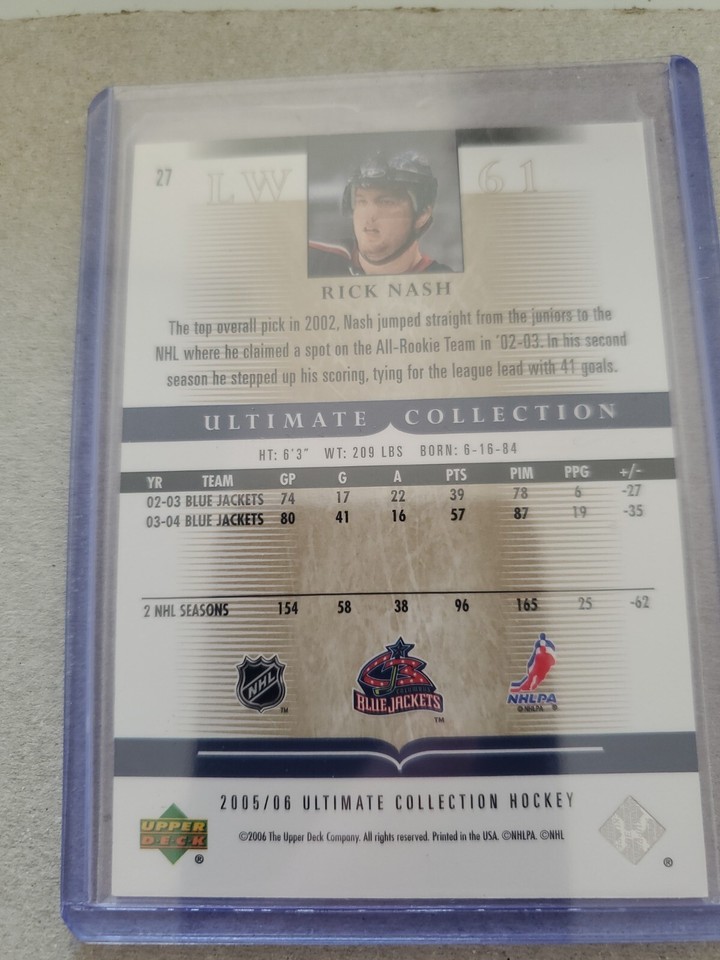 2005-06 RICK NASH UPPER DECK ULTIMATE COLLECTION CARD 459/599 BLUE ...