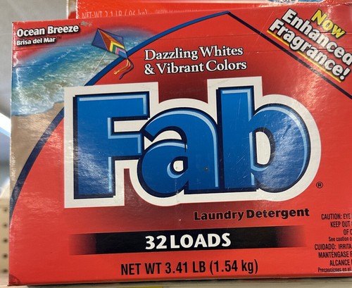 Fab Ocean Breeze Dazzling Whites Powder Laundry Detergent, 52oz, 32 ...