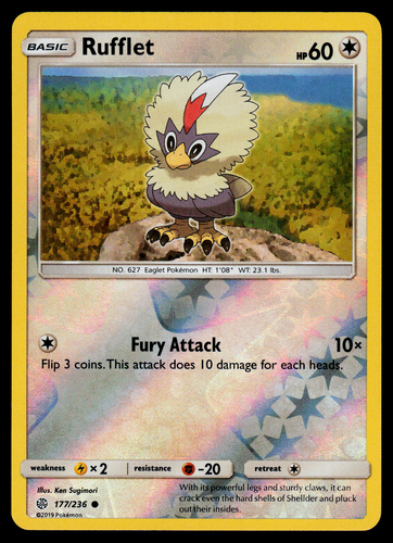 Pokemon Card - SM - Cosmic Eclipse Rufflet 177/236 Reverse Holo - NM | eBay