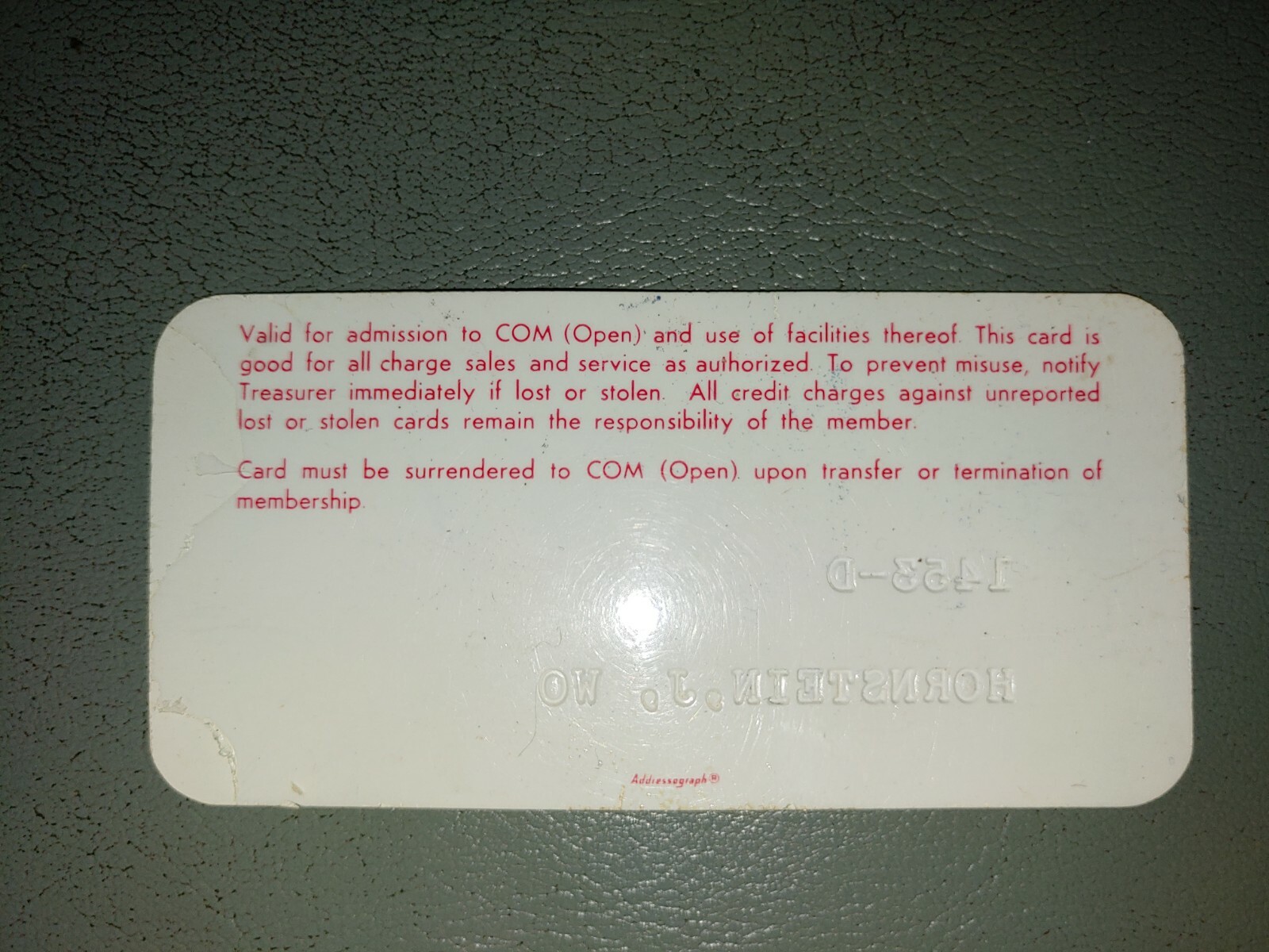 Vintage Quantico Officers' Club membership card | eBay