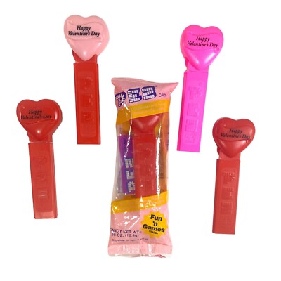 PEZ Valentines Day Red & Pink Heart Dispensers - Retired No Feet - Lot ...