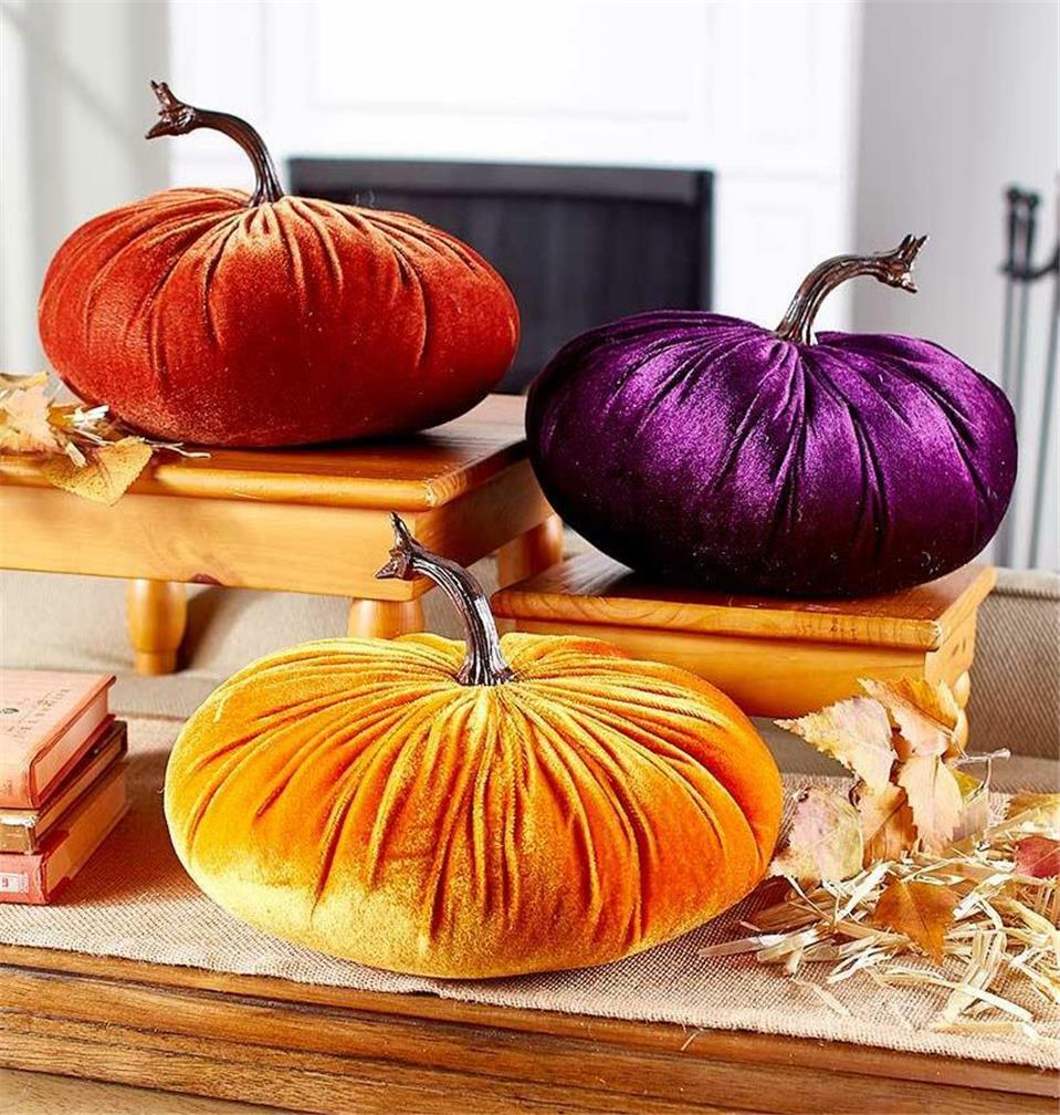 Handmade Velvet Fall Decor Handmade Velvet Pumpkins Fall Decor ...