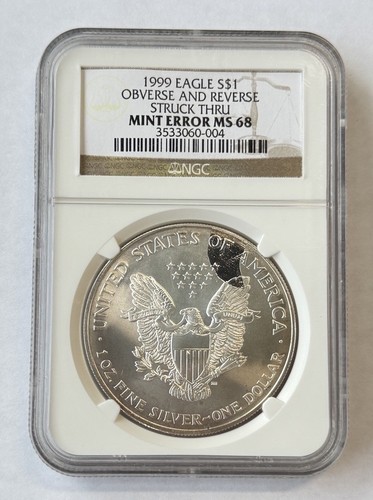 1999 American Silver Eagle Obverse And Reverse Struck Thru NGC Mint ...