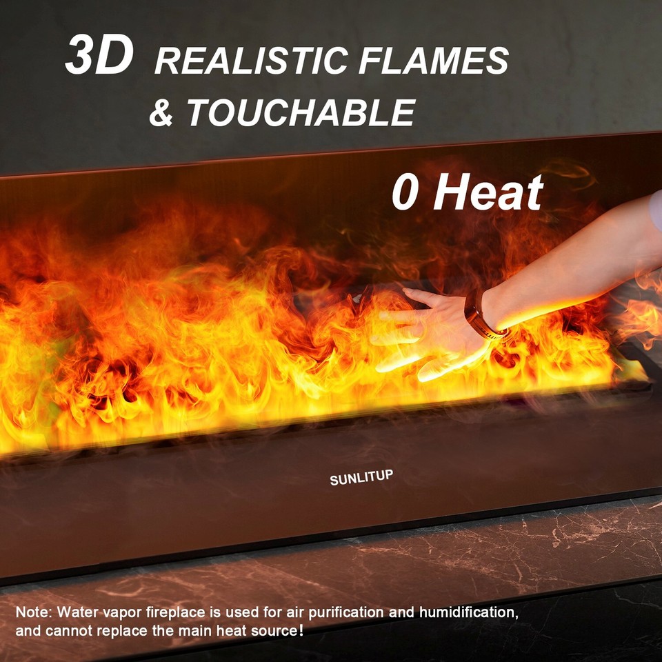 Electric Steam Flame Fireplace Embedded Realistic Steam Flames, Water ...