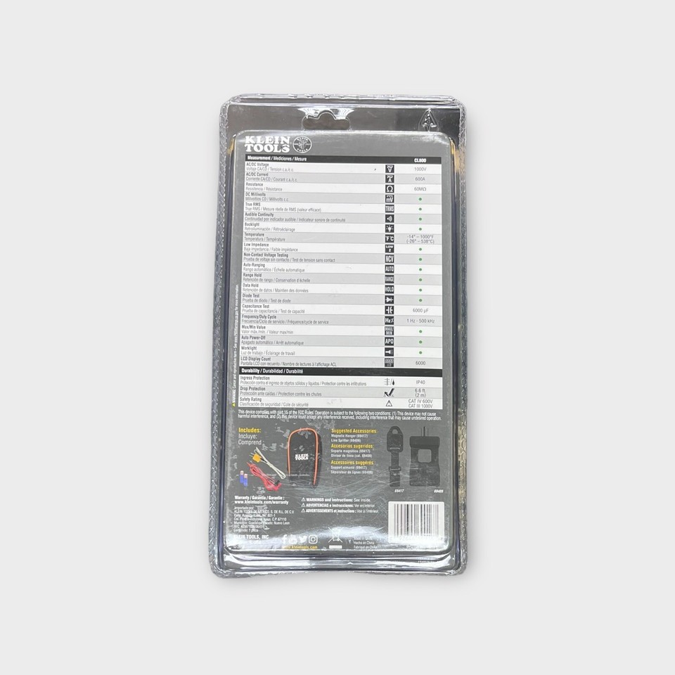 Klein Tools CL800 AC/DC True RMS Auto-Ranging Digital Clamp Meter ...