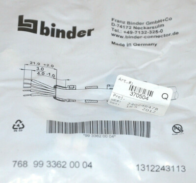 BINDER 99-3362-00-04 Sensor-/Aktor-Steckverbinder 768 Series M8 Buchse ...