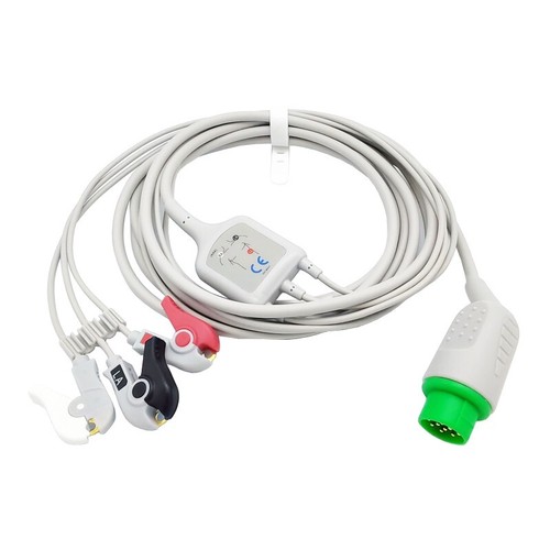 12pin Direct-Connect Leadwire ECG Cable 3-Lead Pinch/Grabber Compatible ...