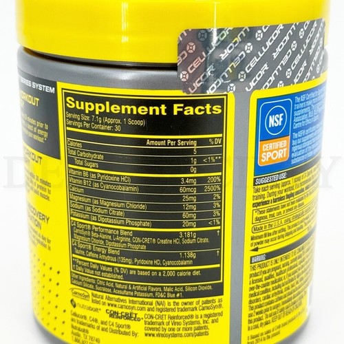 Cellucor C4 Sport Pre Workout Powder Blue Raspberry 7.5oz 30 Servings ...