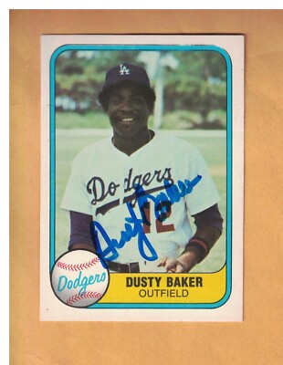 DUSTY BAKER AUTOGRAPHED 1981 FLEER BASEBALL CARD SIGNED LOS ANGELES ...