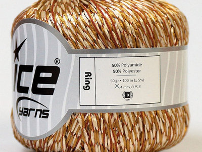 Ring Ribbon Yarn Ice 27881 - Olive-Gold, Cream White, Russet 50gr 109 ...