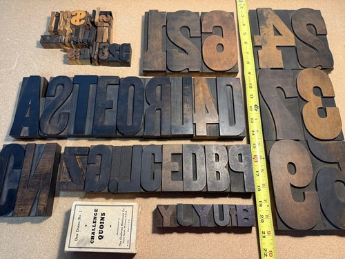 VTG Antique Lot of 65 Letterpress Letters Symbols Wood Type Printers ...