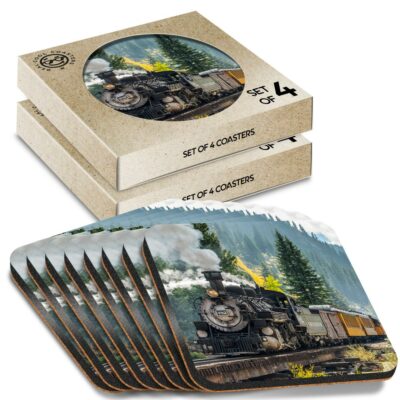 8 x Boxed Square Coasters - American Steam Train Railway #2147 | eBay UK