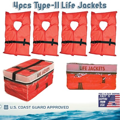 4 pcs Outdoor Adult Type II Life Jackets with Storage Bag Surfing ...