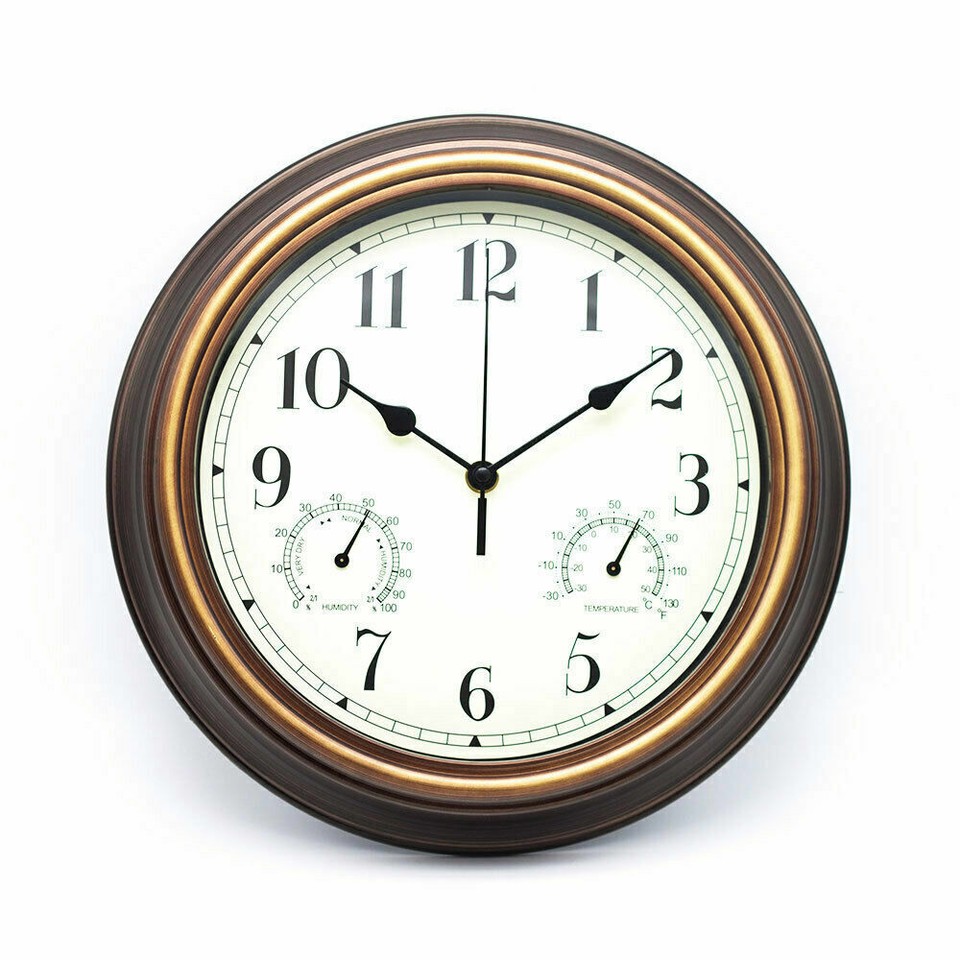 Large Wall Clock Non Ticking Silent Temperature Humidity / Luminous ...