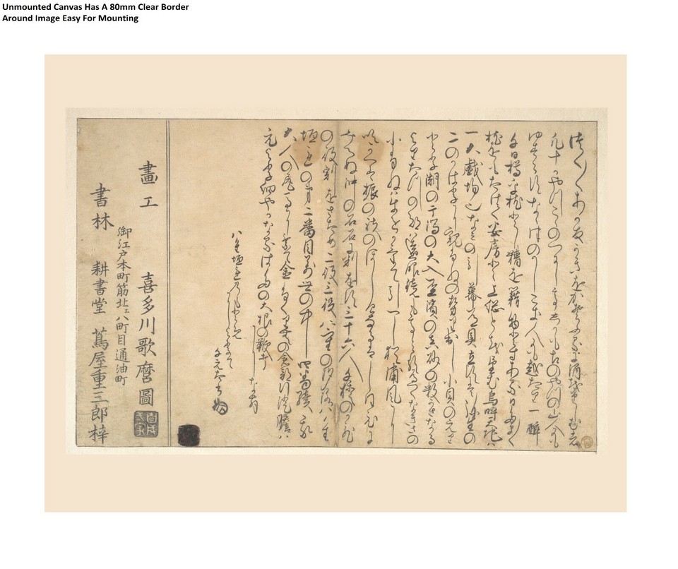 New Utamaro Kitagawa Book of Shells Wall Art Poster OR Canvas Size A4 ...