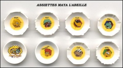 Maya L'Abeille Soucoupes Set 8 Miniatures 3cm Porcelaine FEVES France ...