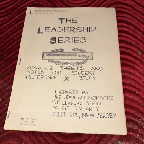 Rare 1952 Leadership Series Study Notes 9th Infantry Division Artillery ...