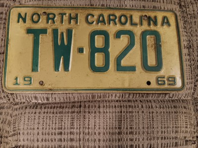 1969 NORTH CAROLINA LICENSE PLATE TAG , TW-820 , ANTIQUE CAR | eBay