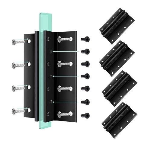 4 PCS T Post Mounting Bracket, Black Metal Mounting Plate for Wood ...