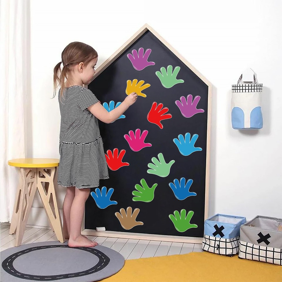 45 PCS Colorful Hand Prints Cutouts for Classroom Decorations Handprint ...