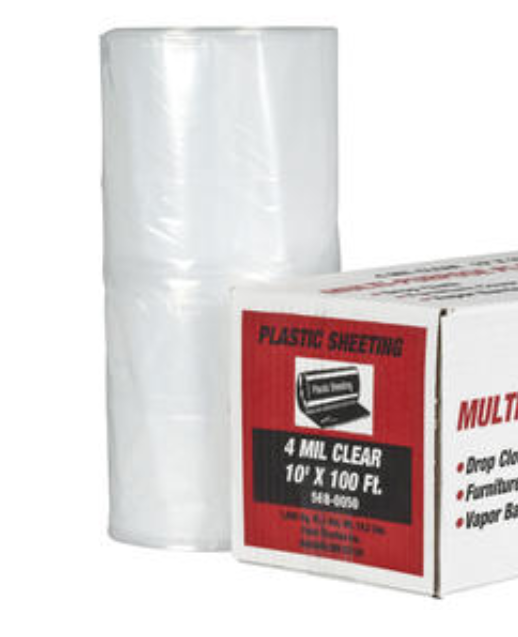 10' x 100' 4 Mil Clear Rolled Poly All Purpose Plastic Sheeting Medium ...