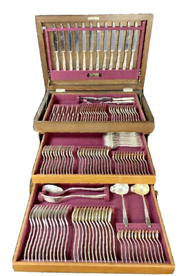 138 pcs Buccellati Gianmaria Winterset Sterling Flatware & Case 258 ...