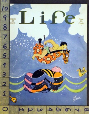 1930 SPORT SWIMMING INFLATABLE RAFT CARTOON ED GRAHAM LIFE ARTIST COVER ...