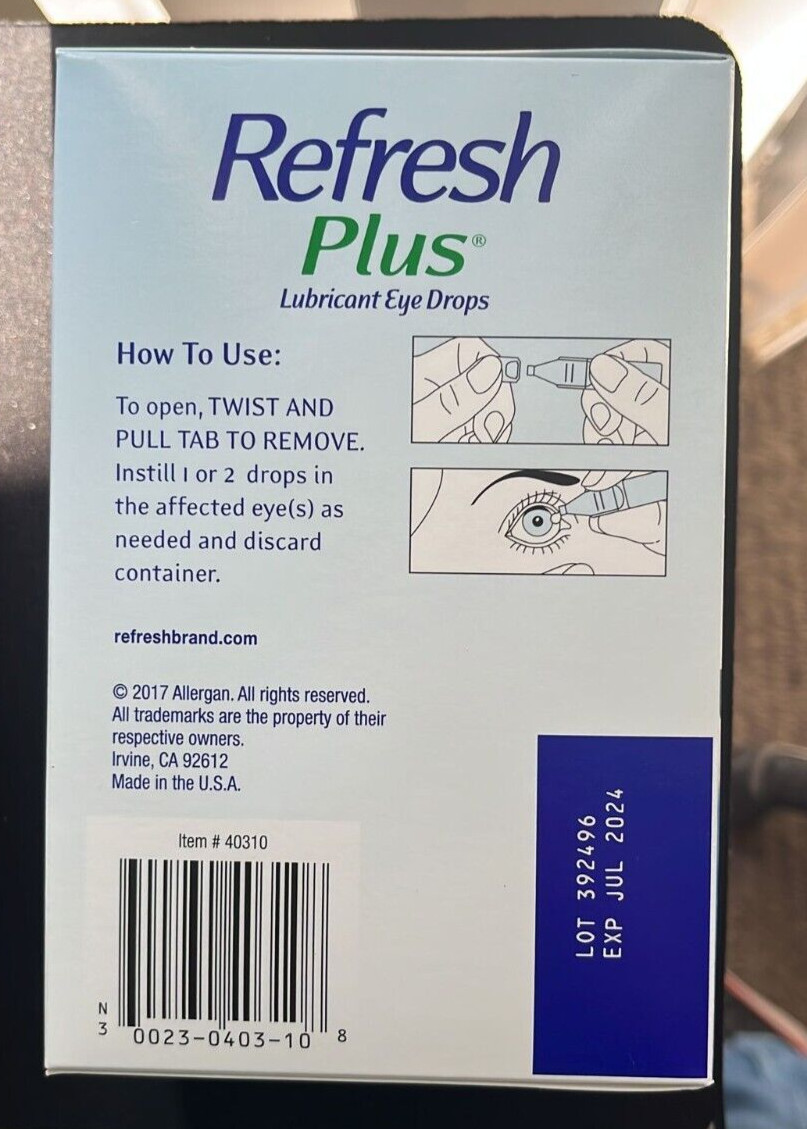 Refresh Plus Lubricant Eye Drops, 100 Single | Grelly USA