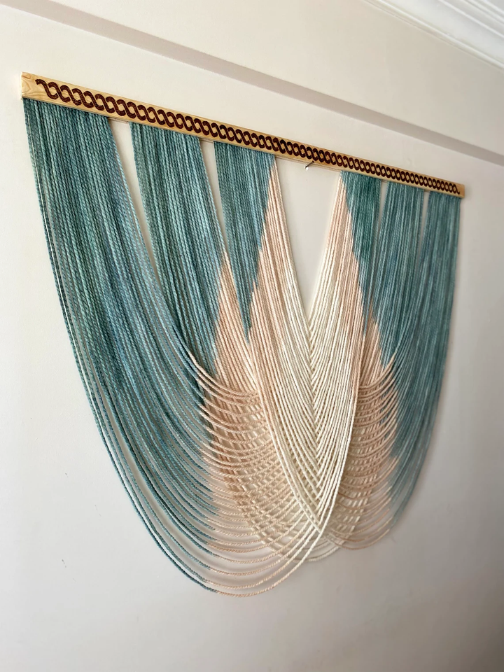 Macrame Blue Wall Hanging-Macrame wall art- Scandinavian Home Decor | eBay