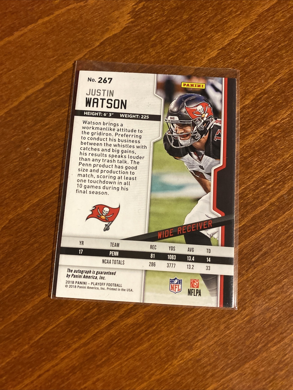2018 Panini Playoff - Rookies Red Zone Autographs #267 Justin Watson ...