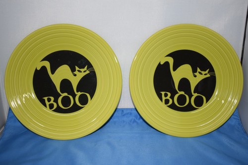 Fiestaware Halloween Boo Cat Luncheon 9" Plate Lemongrass Green Fiesta ...