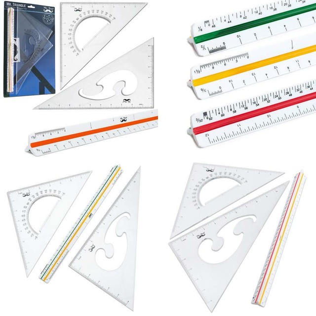 3 Pcs Large Triangular Ruler Set Scale Architect Squares Triangle ...