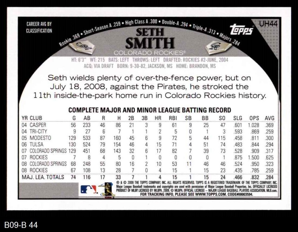 2009 Topps Update #44 Seth Smith Rockies 8 - NM/MT | eBay